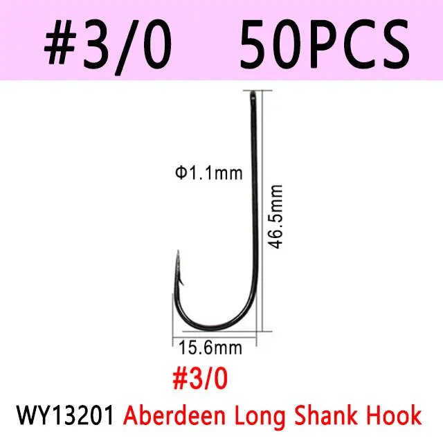 Bimoo Рыболовные крючки Aberdeen 8~4/0 50 шт. 50pcs Size 3I0