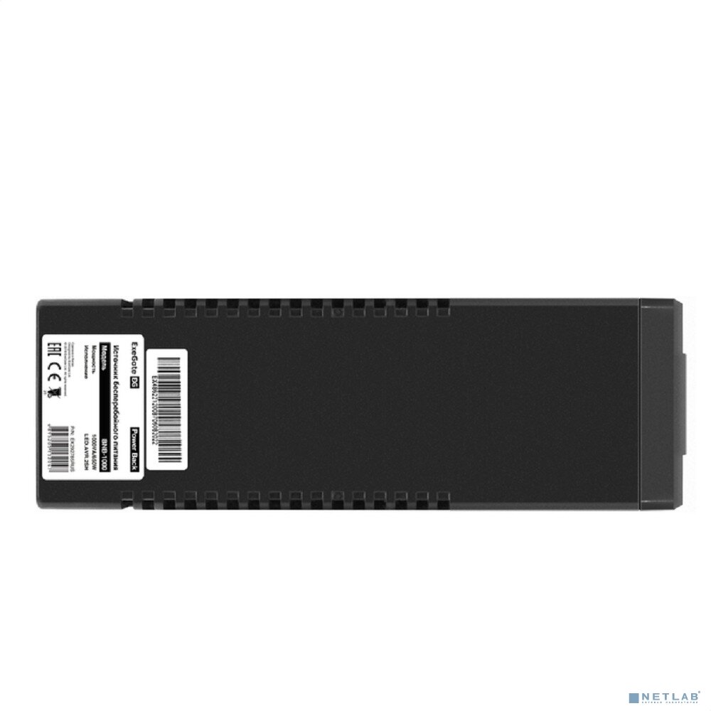 Exegate EX292785RUS ИБП ExeGate Power Back BNB-1000. LED. AVR.2SH <1000VA/550W, LED, AVR, 2*Schuko, батарея 12V 9Ah, Black>
