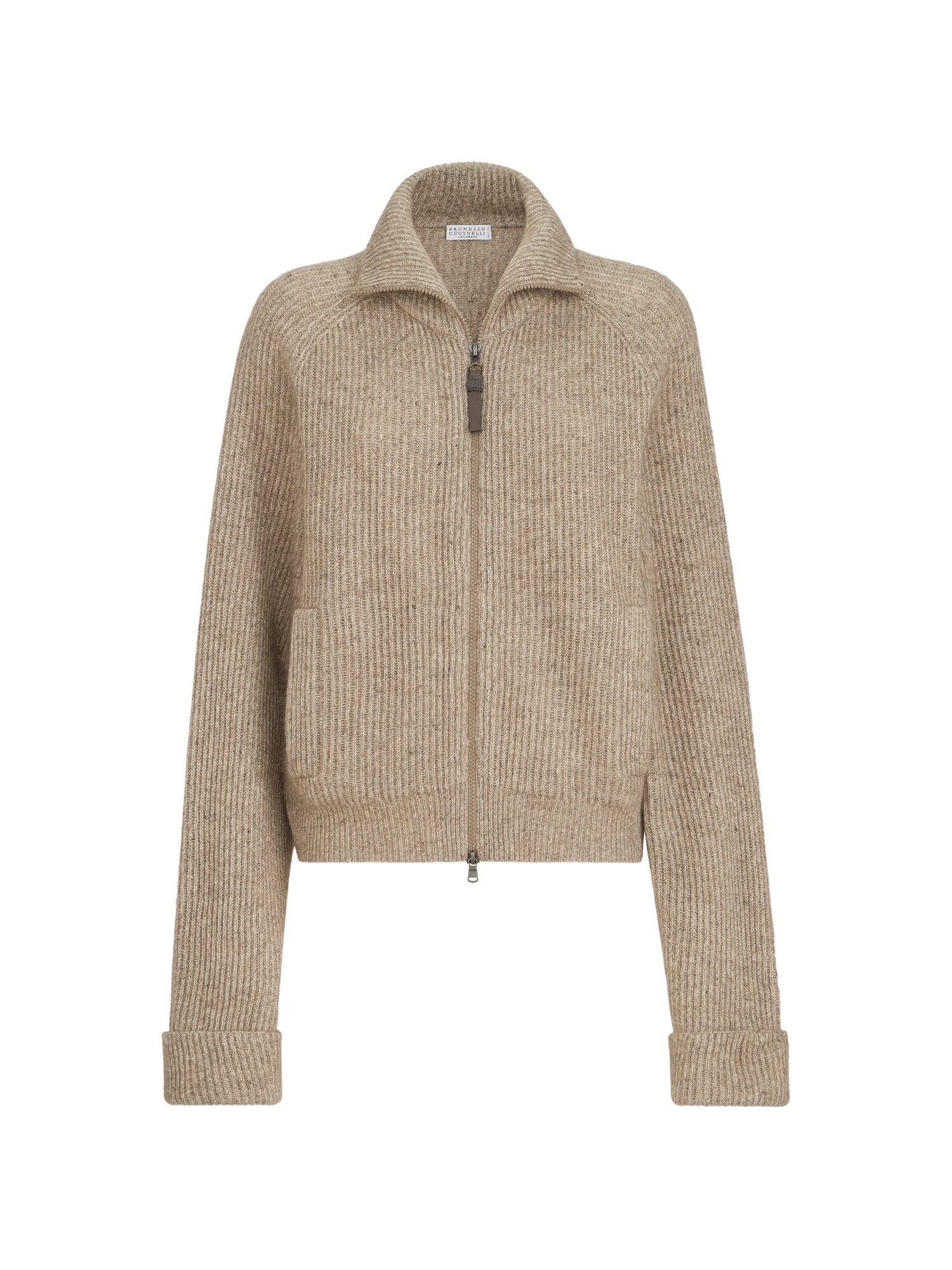 Кардиган Sparkling cashmere, mohair and wool ribbed cardigan with shiny zipper pull