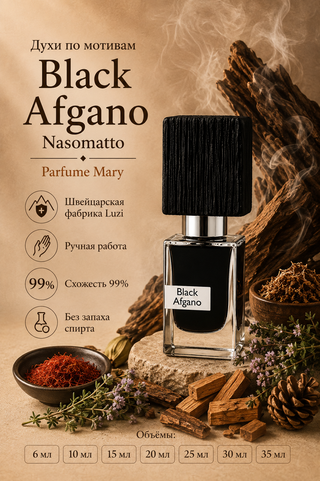 Духи масляные ручной работы по мотивам Black Afgano Nasomatto , блэк афгано насомато, 10 мл стойкие насыщенные