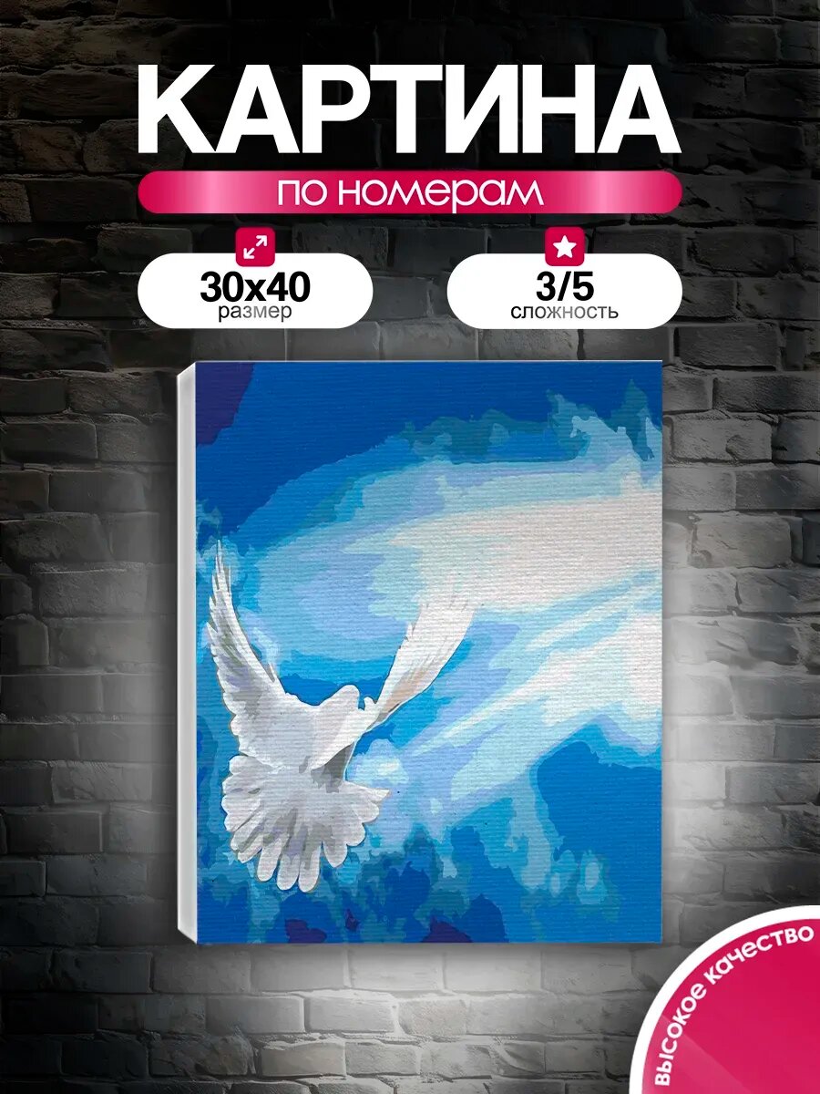 Картина по номерам 30x40 Голубь мира