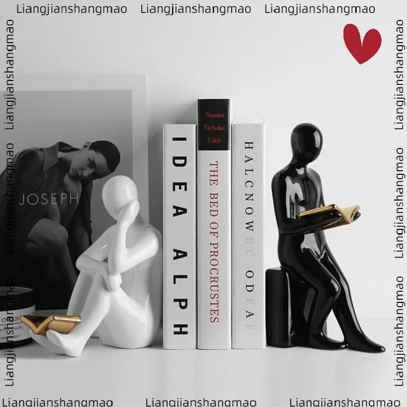 Статуэтка для книг из керамики, 22x8x26 см, белый, черный и золотой цвета, идеальный подарок