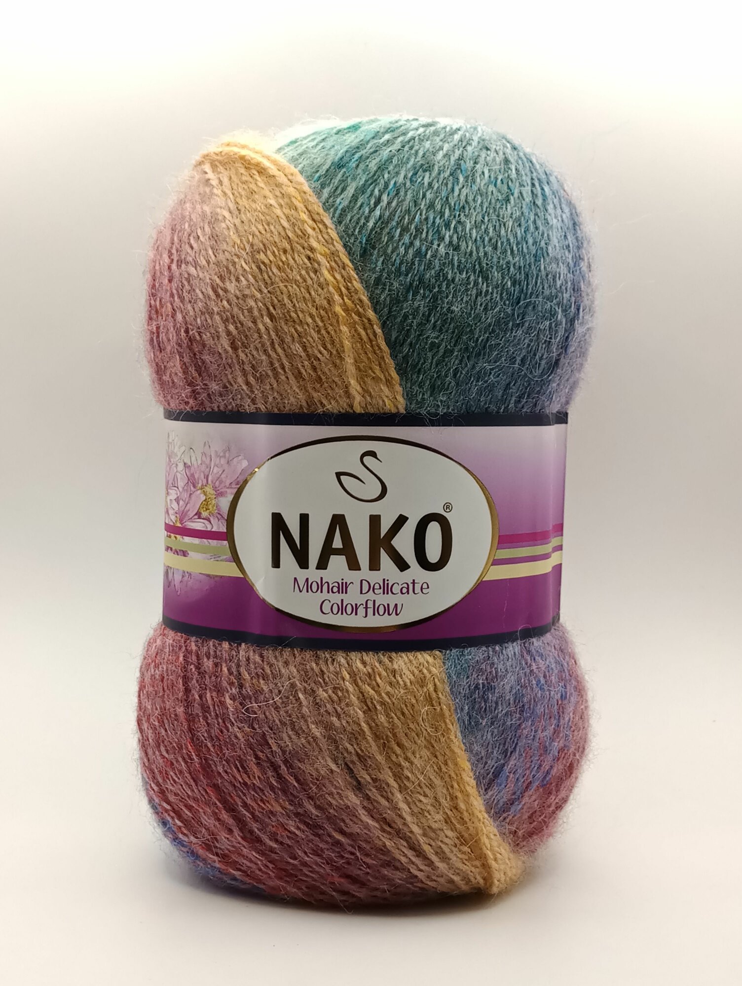 Пряжа Nako Mohair delicate color flow 28147 (5 мотков по 100г/500м)