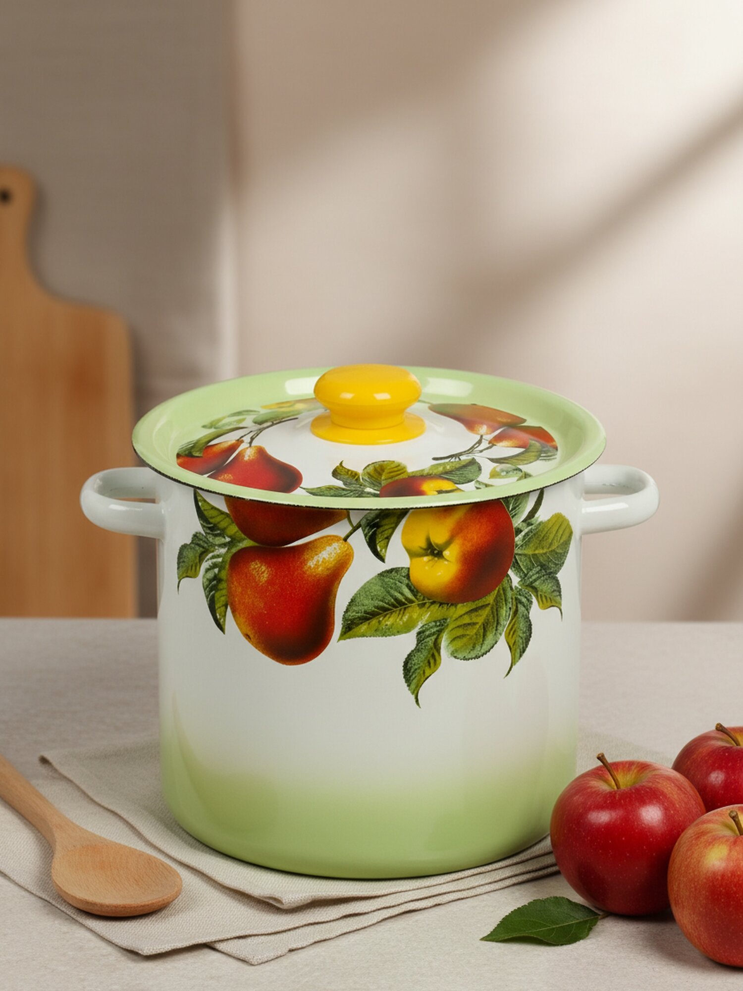 Кастрюля эмалированная 5.5 л Сибирские товары, цилиндрическая стальная посуда с крышкой для супа, каш, С1617.139