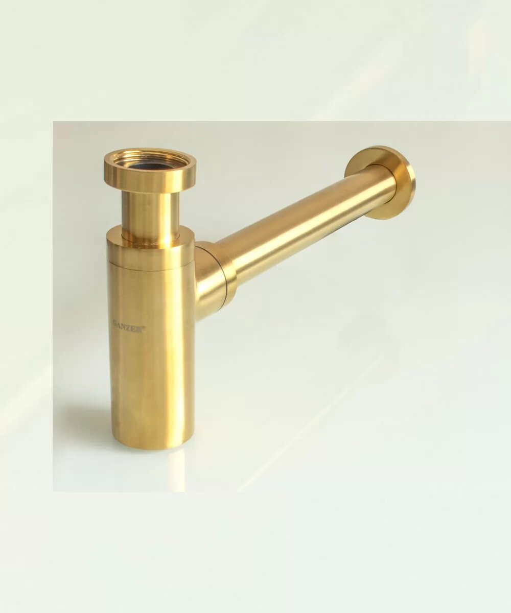 Сифон для раковины из латуни с регулировкой высоты GANZER GZ5602-S цвет матовое золото