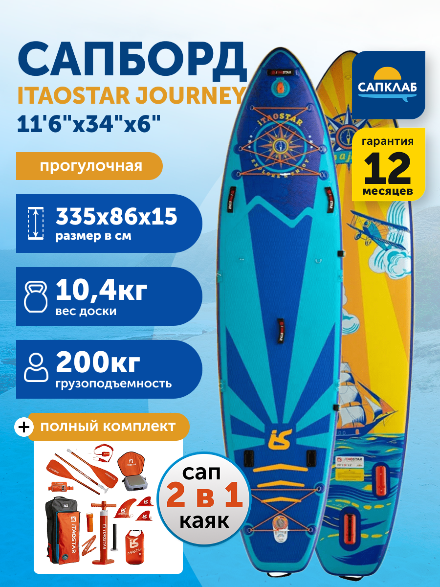 Сап борд надувной iTaoStar 11.6x34x6 Journey (350x86x15) / Sup board, сапборд, доска для сап серфинга, sup-доска