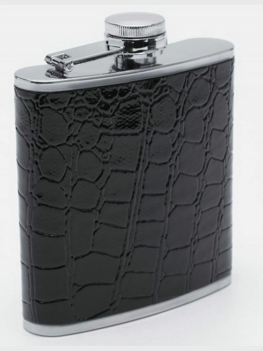 Фляжка плоская из нержавейки 230мл Кроко