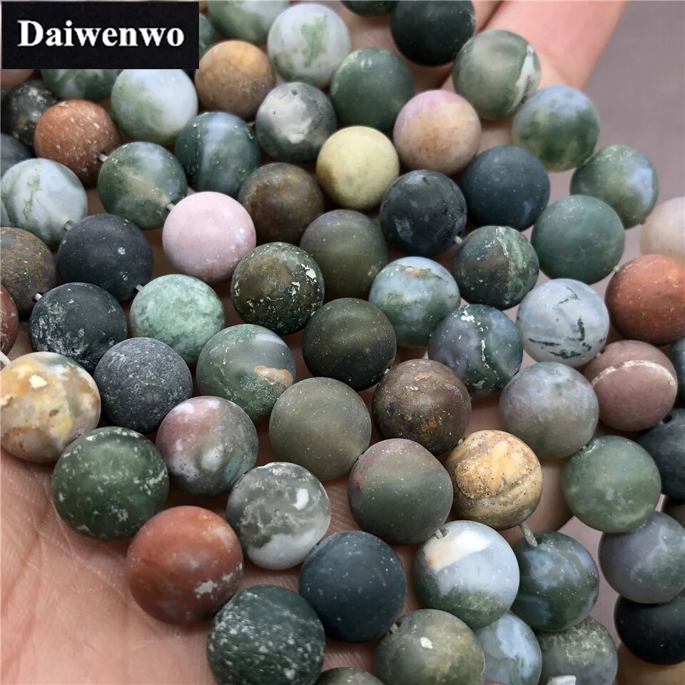 Матовые бусины из индийского агата 6-10 мм