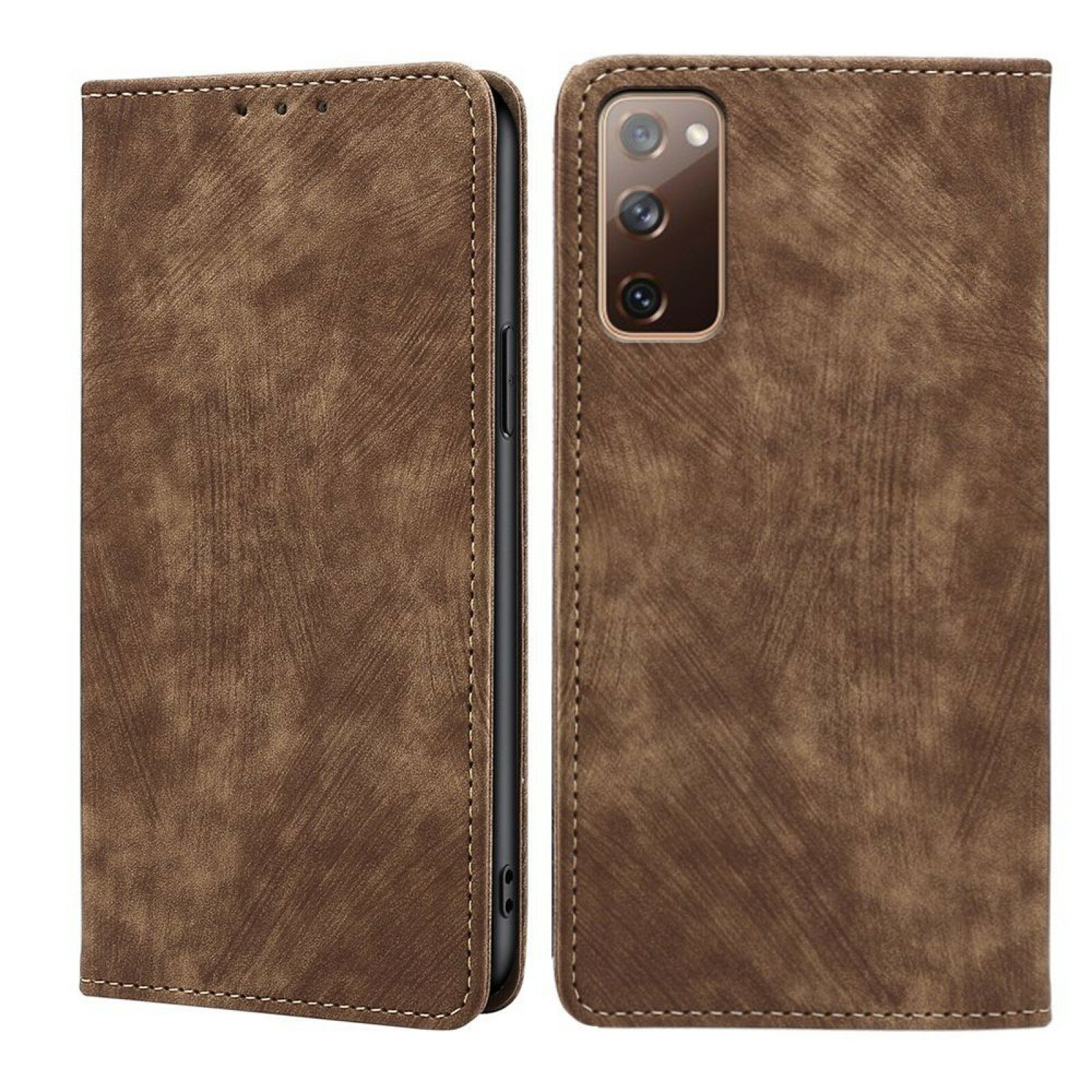 Чехол-книжка MyPads для Samsung Galaxy S20 FE 2022 / S20 FE 5G мягкий на ощупь коричневый