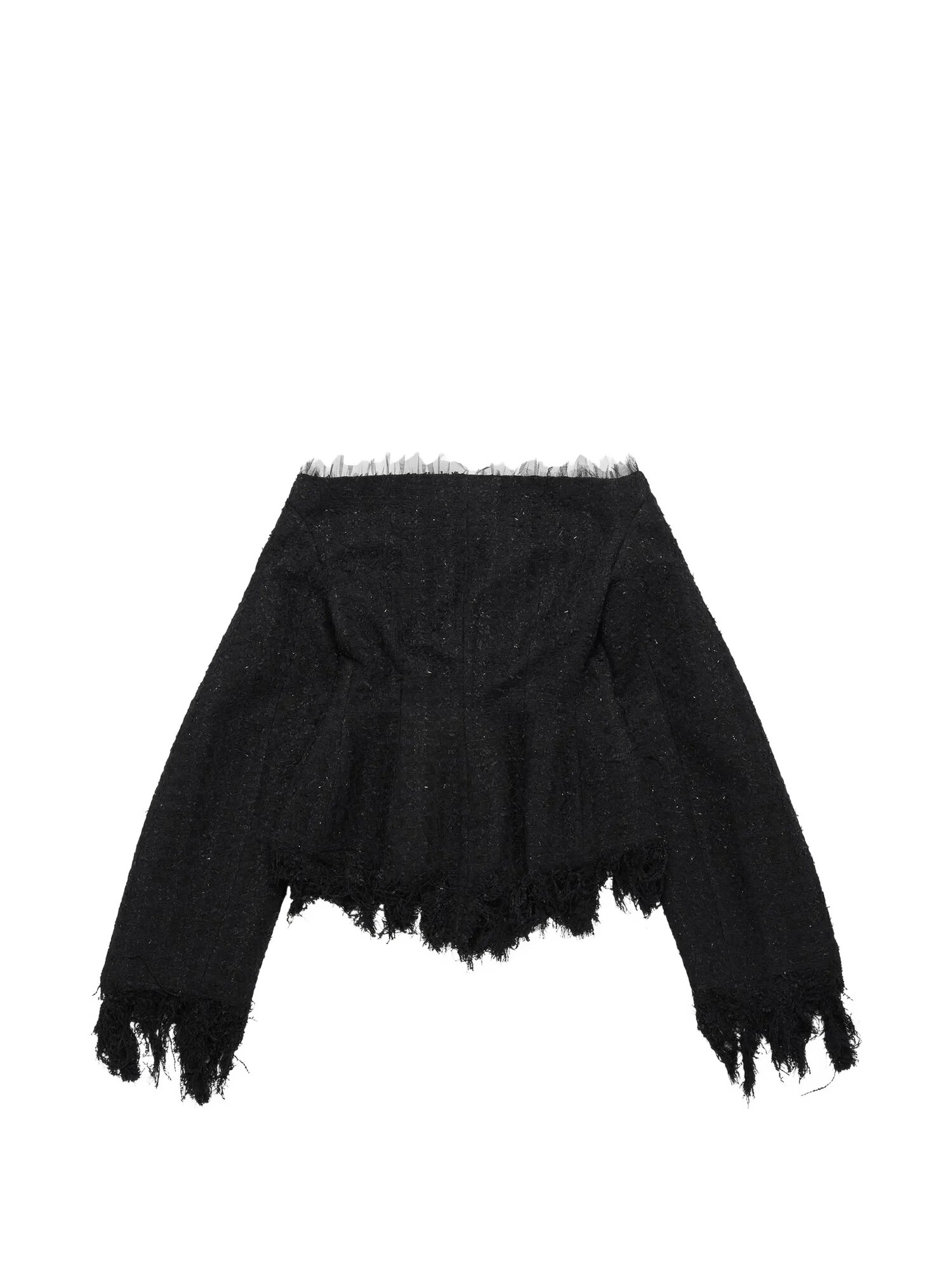 Топ Matieres Fecales Fringed long-sleeve top, размер 40, черный — фото 1