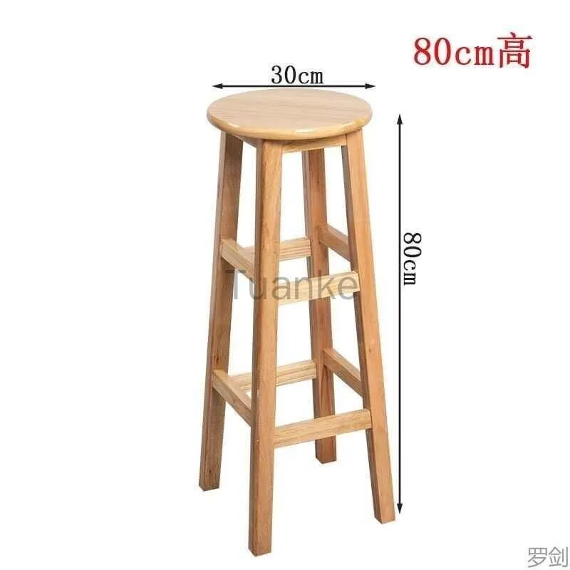 Барный стул деревянный круглый 30x30x80 см светло-коричневый для сада 1 шт.