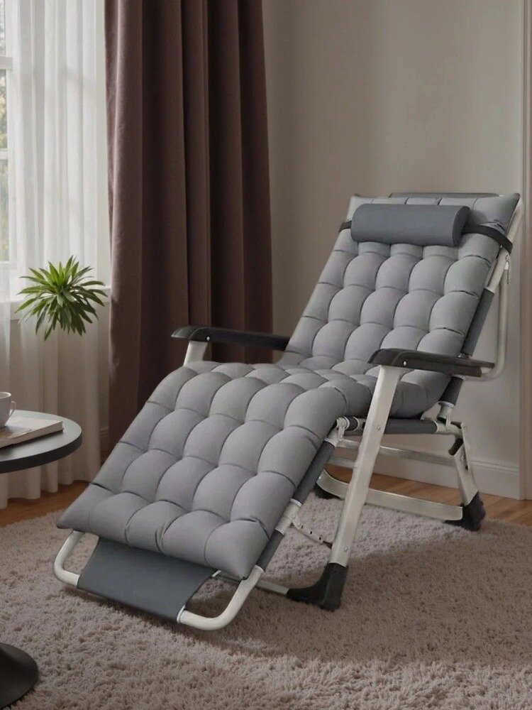 Складное кресло-шезлонг с матрасом, серый, максимальная нагрузка 150 кг