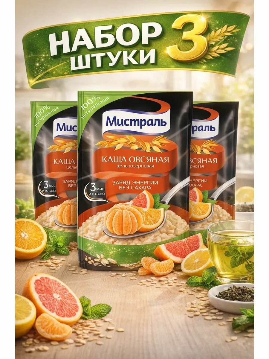 Набор 3 шт Каша Мистраль Заряд энергии овсяная по 40 гр.