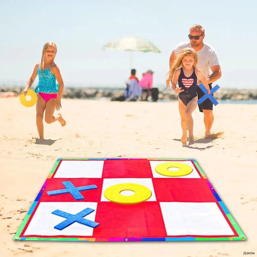 Гигантские крестики нолики напольная игра 110см уличные игры для детей и взрослых набор с фишками EVA для пляжа и дачи