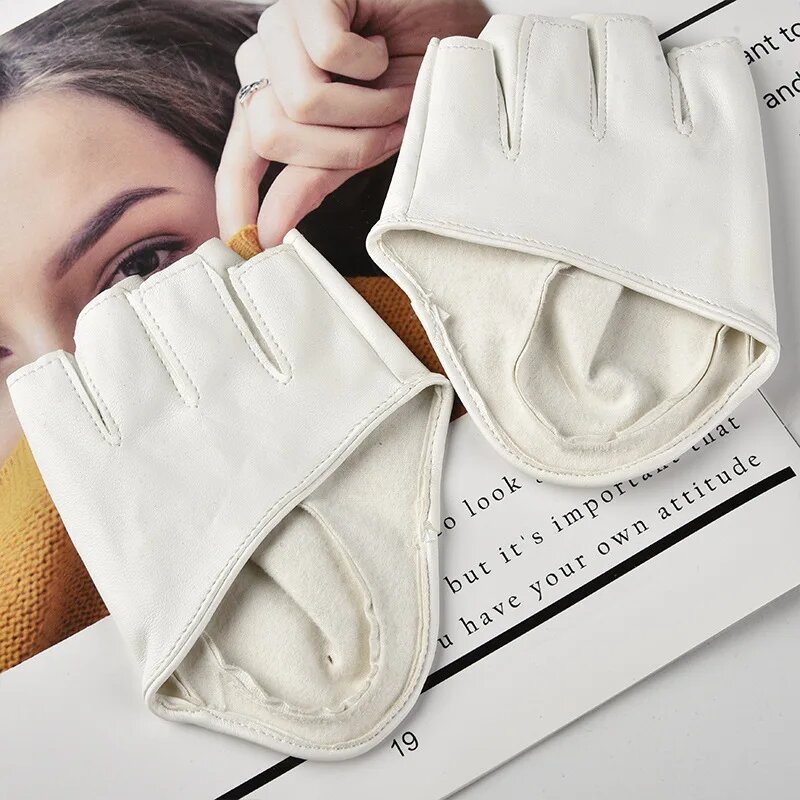 Женские кожаные перчатки DS 11см Белый, white