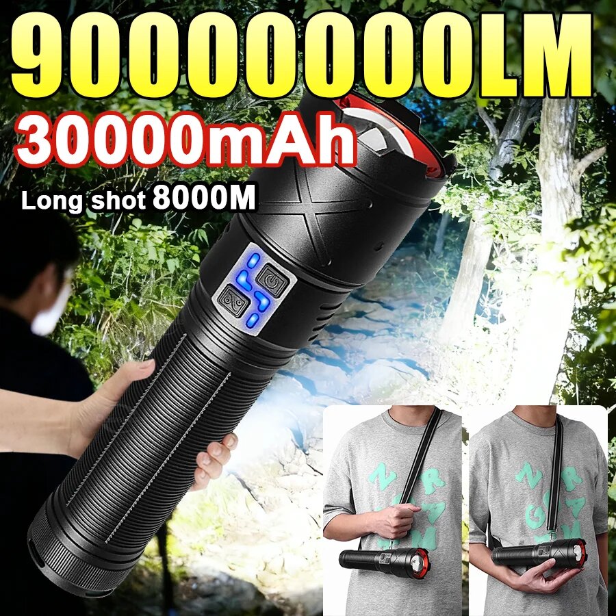 Тактический фонарь 90000000LM USB зарядка no Type-c