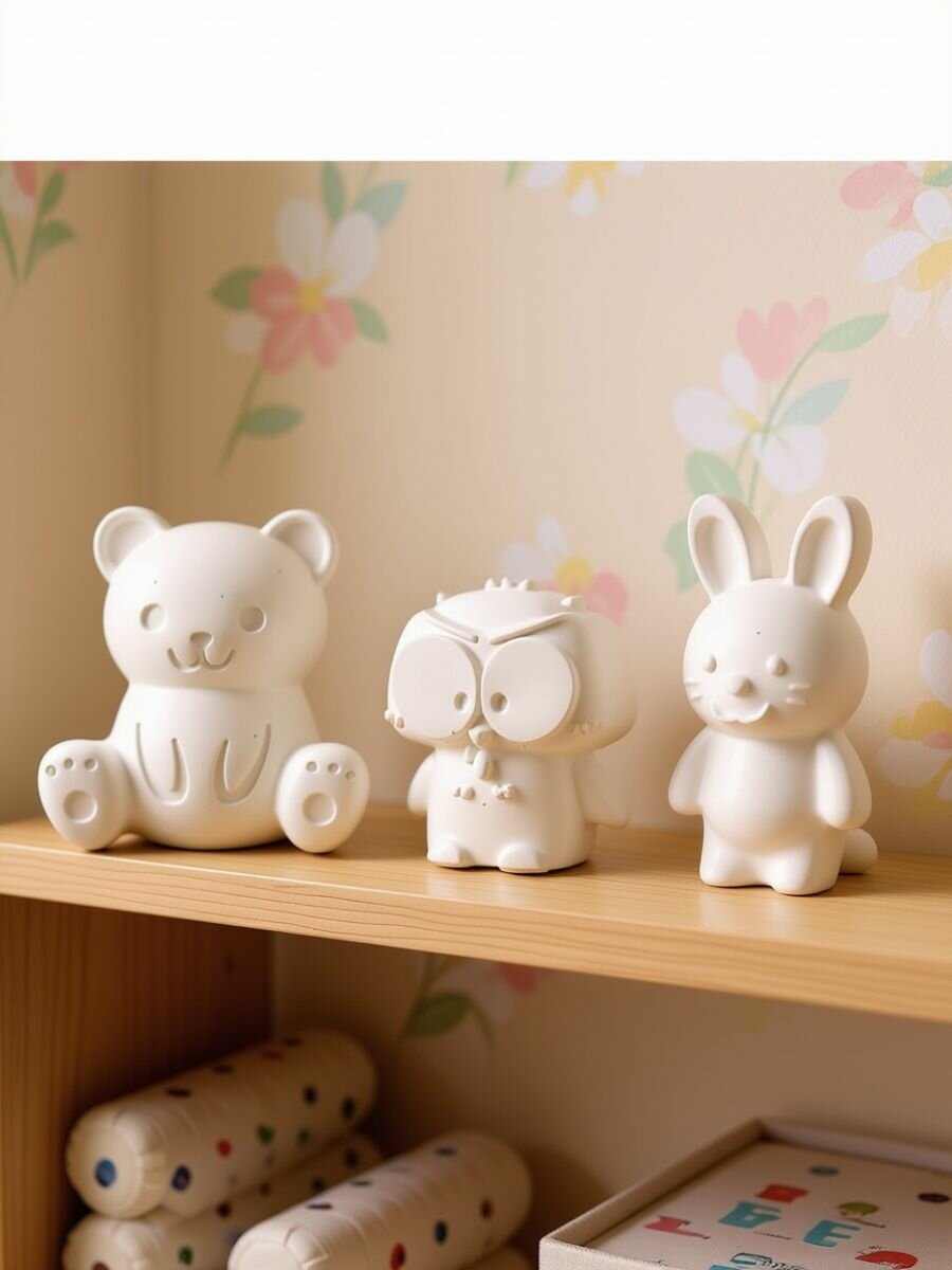 Набор гипсовых фигурок для раскрашивания Мишка, Зайка, Совушка