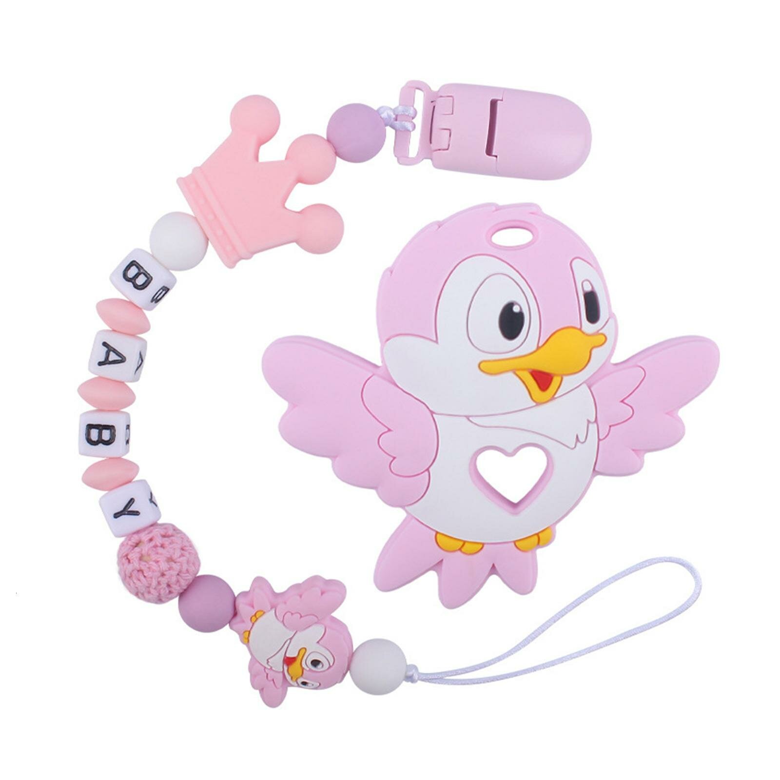 Силиконовый прорезыватель-прищепка для младенцев, Розовый