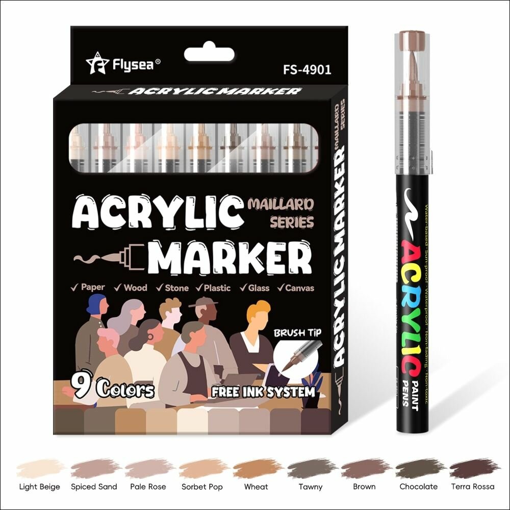 Набор маркеров Акриловый, 9 шт.