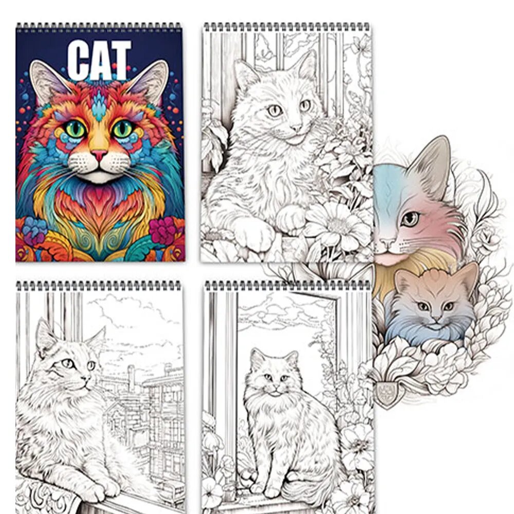 Раскраска для взрослых с мандалами и бабочками, 4 книги + 24 цветных карандаша