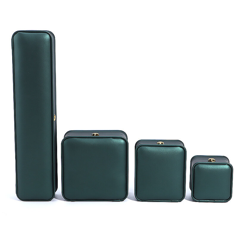 Лесно-зеленая коробка из ПУ кожи для длинных цепочек, практичное хранение, 24x5,5x4 см