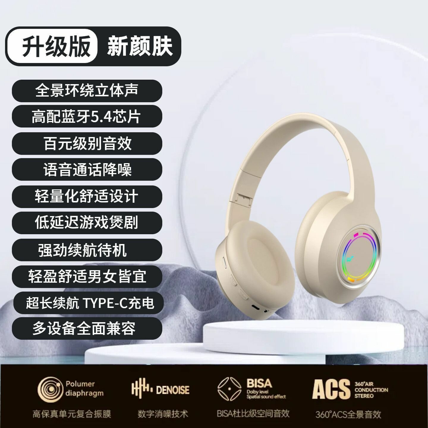 M3 наушники-гарнитура с Bluetooth 5.4, сверхдолгим сроком службы, для игр и музыки, беспроводной Bluetooth 5.4 с