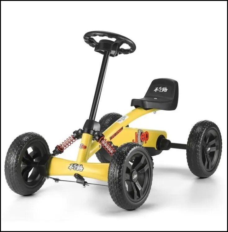 Детский картбайк Jeep Rubicon желтого цвета на 2 колеса, диаметр 18 дюймов, для детей от 7 до 9 лет