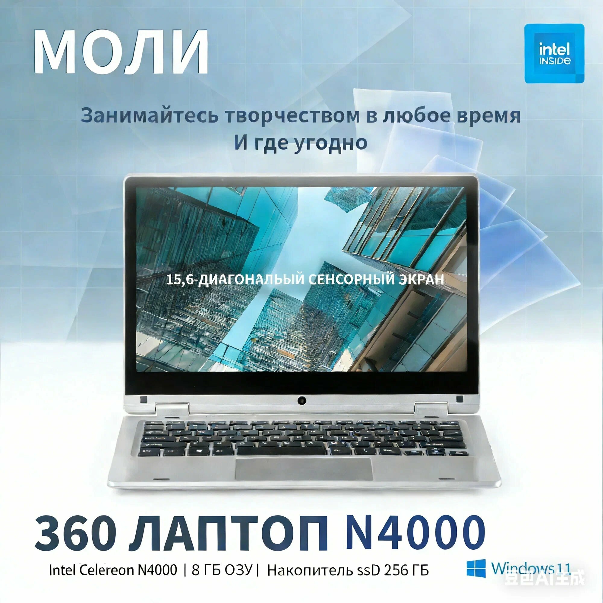 Игровой ноутбук, 14" экран, SSD 256Гб, Intel Celeron N, Windows 10