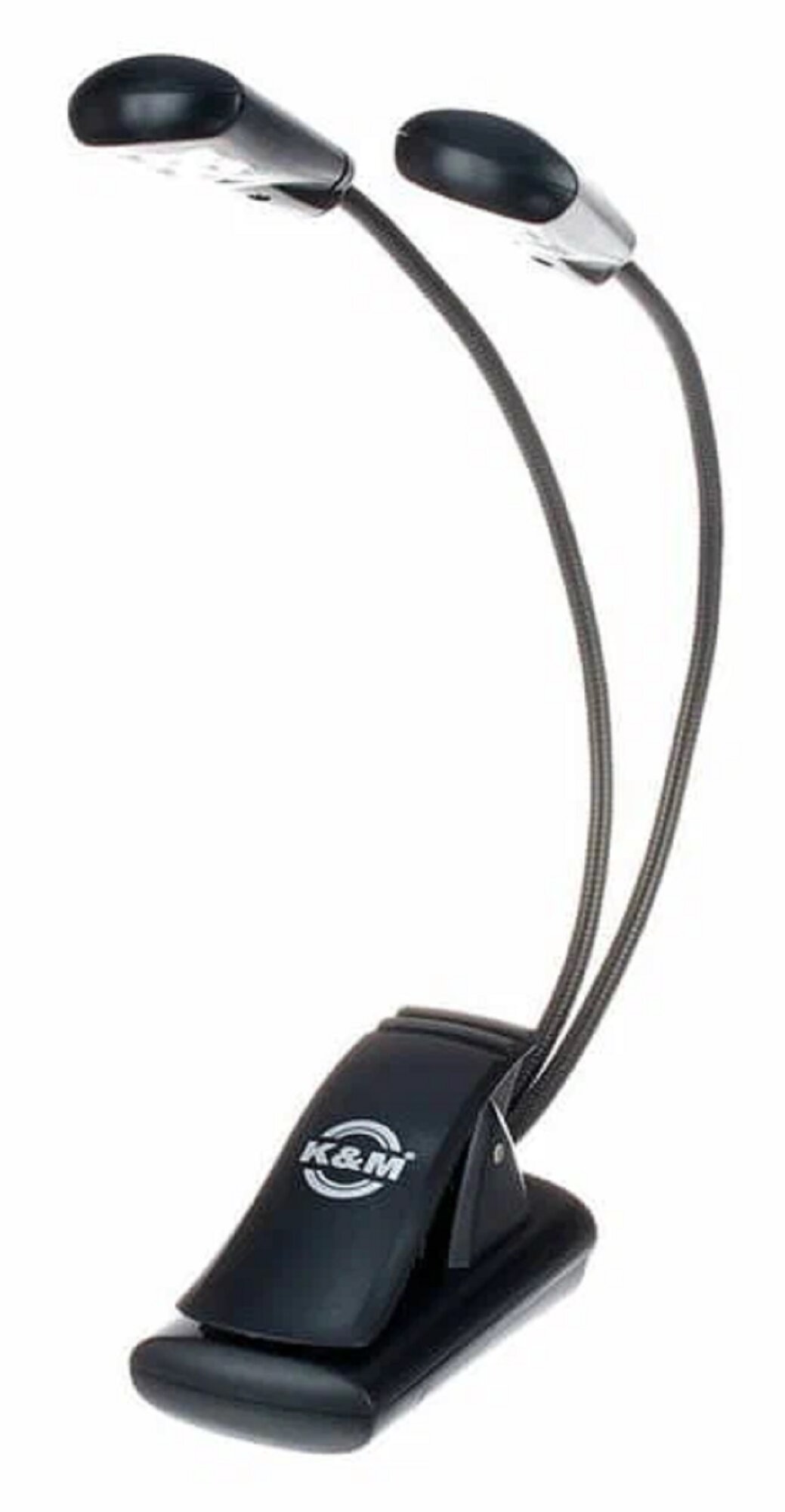 K&M 12246-000-55 Подсветка для нот на прищепке, 4 LED, 2x1700 Lux, питание от 3 батареек ААА, чёрная