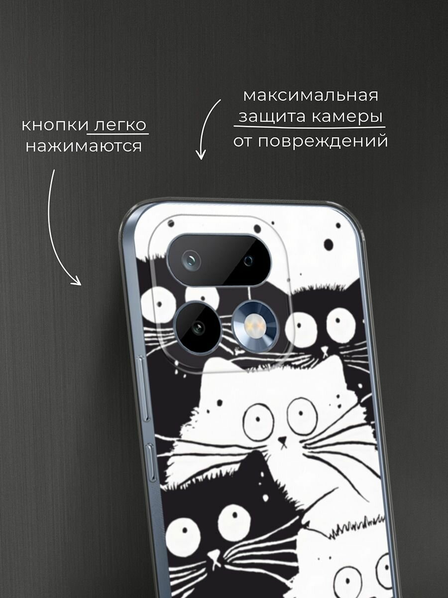 Чехол на Realme 16 Pro / Реалме 16 Про с принтом Коты черно-белые — фото 1
