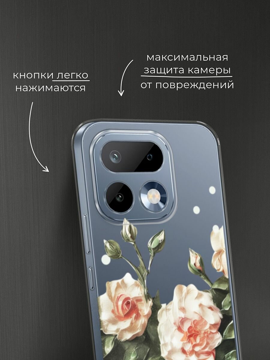 Чехол на Realme 16 Pro / Реалме 16 Про с принтом Цветочная картина 2, прозрачный — фото 1