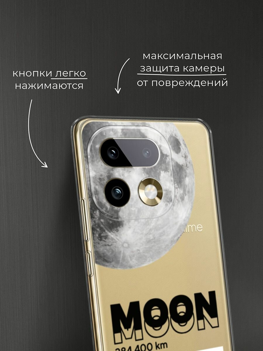 Чехол на Realme 16 Pro+ / Реалме 16 Про+ с принтом О луне, прозрачный — фото 1