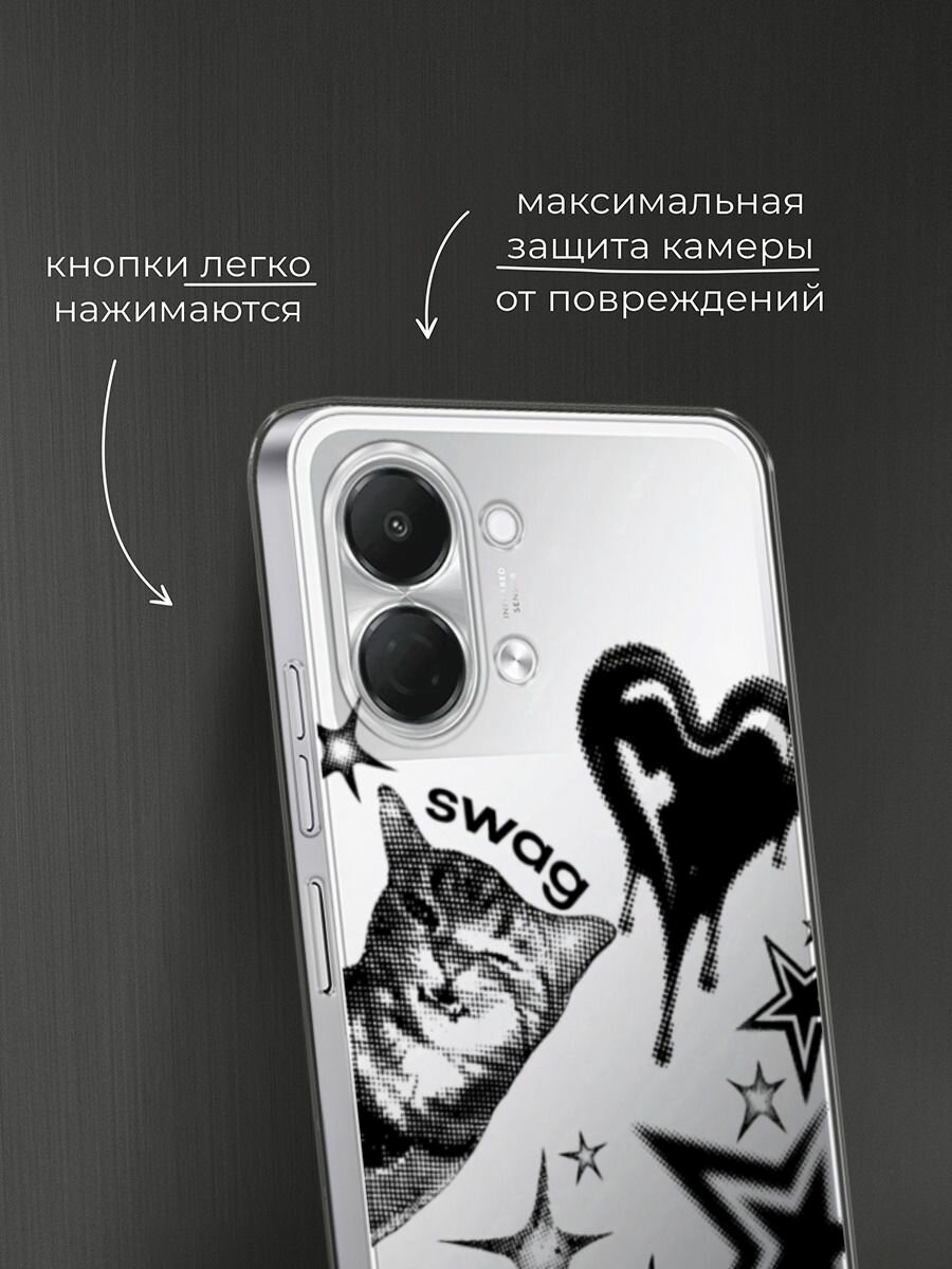 Чехол на Tecno Spark Go 3 / Текно Спарк Го 3 с принтом Swag, прозрачный — фото 1