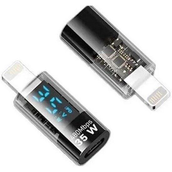 Адаптер переходник Ks-is KS-859 Lightning(M) - USB-C(F) с дисплеем