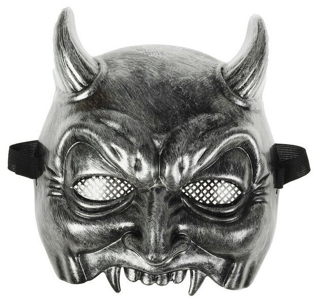 Карнавальная маска "Чёрт" серебристая, универсальная , пластик