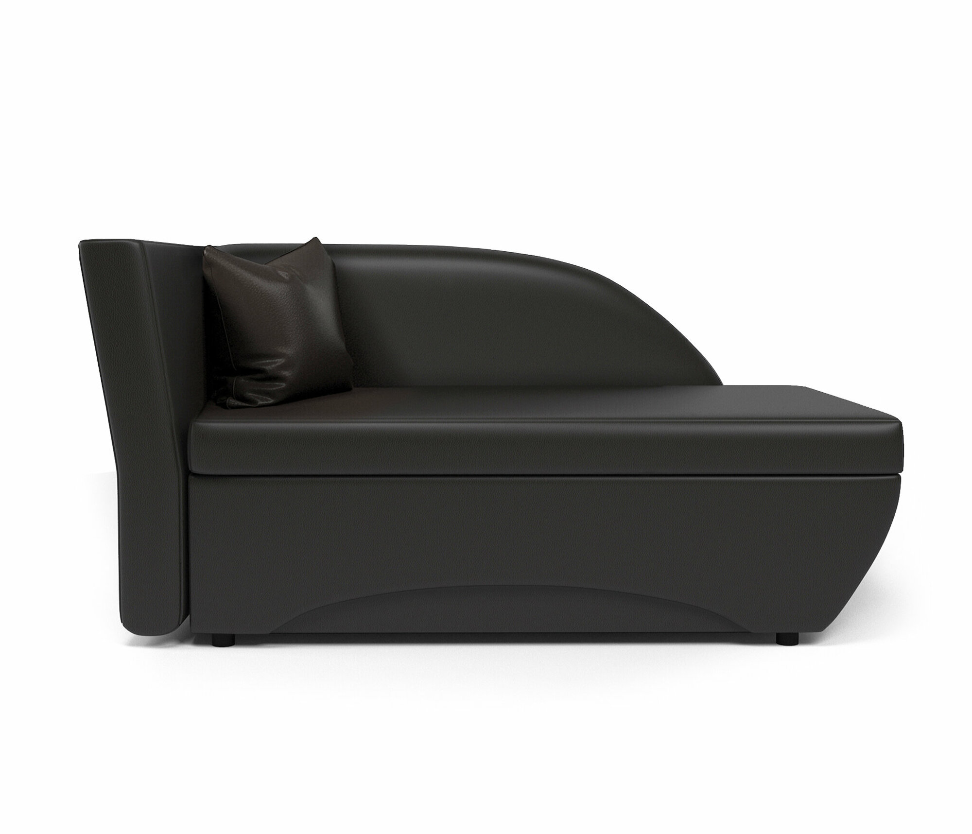 Диван Трио, кушетка, раскладной механизм 152х87х82 см, с ящиком, экокожа коричневый левый