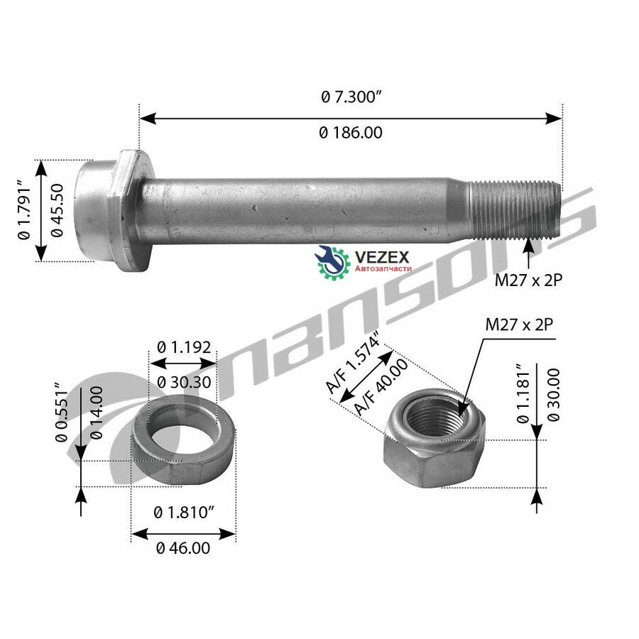 MANSONS 100.031 Болт рессоры