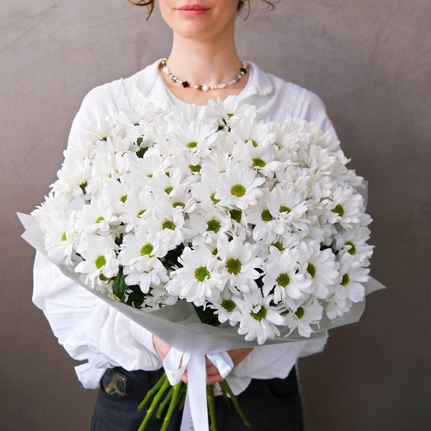 Букет живых цветов хризантемы ромашки Хризантема ромашка, 15 штучек