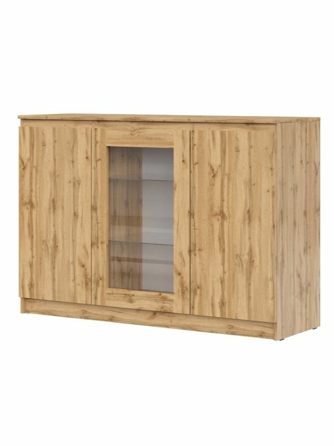 Комод Т-14 (витрина) STERN с 3 дверцами, размер 135х93х43см, цвет Дуб Вотан