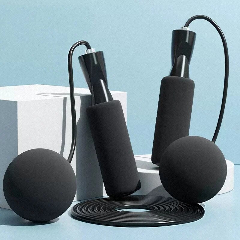 1 шт. тяжелая беспроводная скакалка, скакалка для фитнеса с большим мячом, Черный, Two purpose-Black