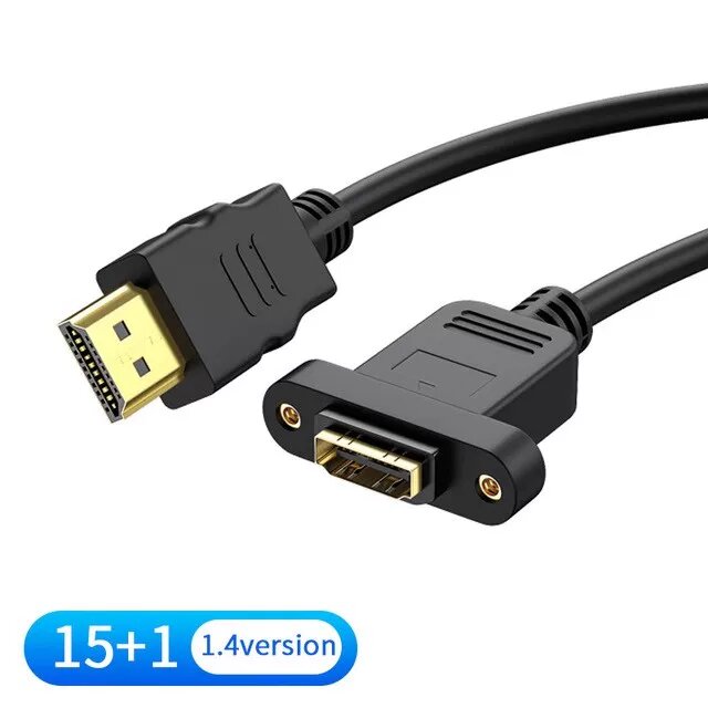 Кабель HDMI 1.4 мужской к женскому с крепежными ушами, длина 1.5 м для постоянной установки