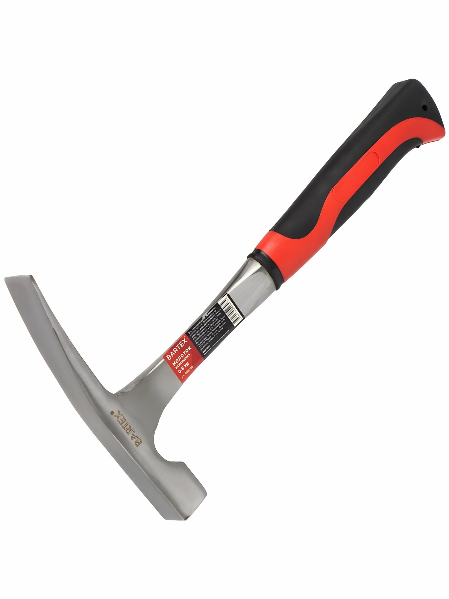 Молоток каменщика цельнометаллический, 0.6 кг, рукоятка двухкомпонентная, обрезиненная, Bartex, BH-600