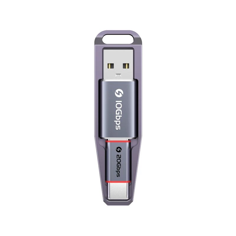 USB Type-C к Type-C и USB-A к Type-C адаптер, передача 20Гбит/с и 10Гбит/с, короткий кабель для Android и ПК, черный