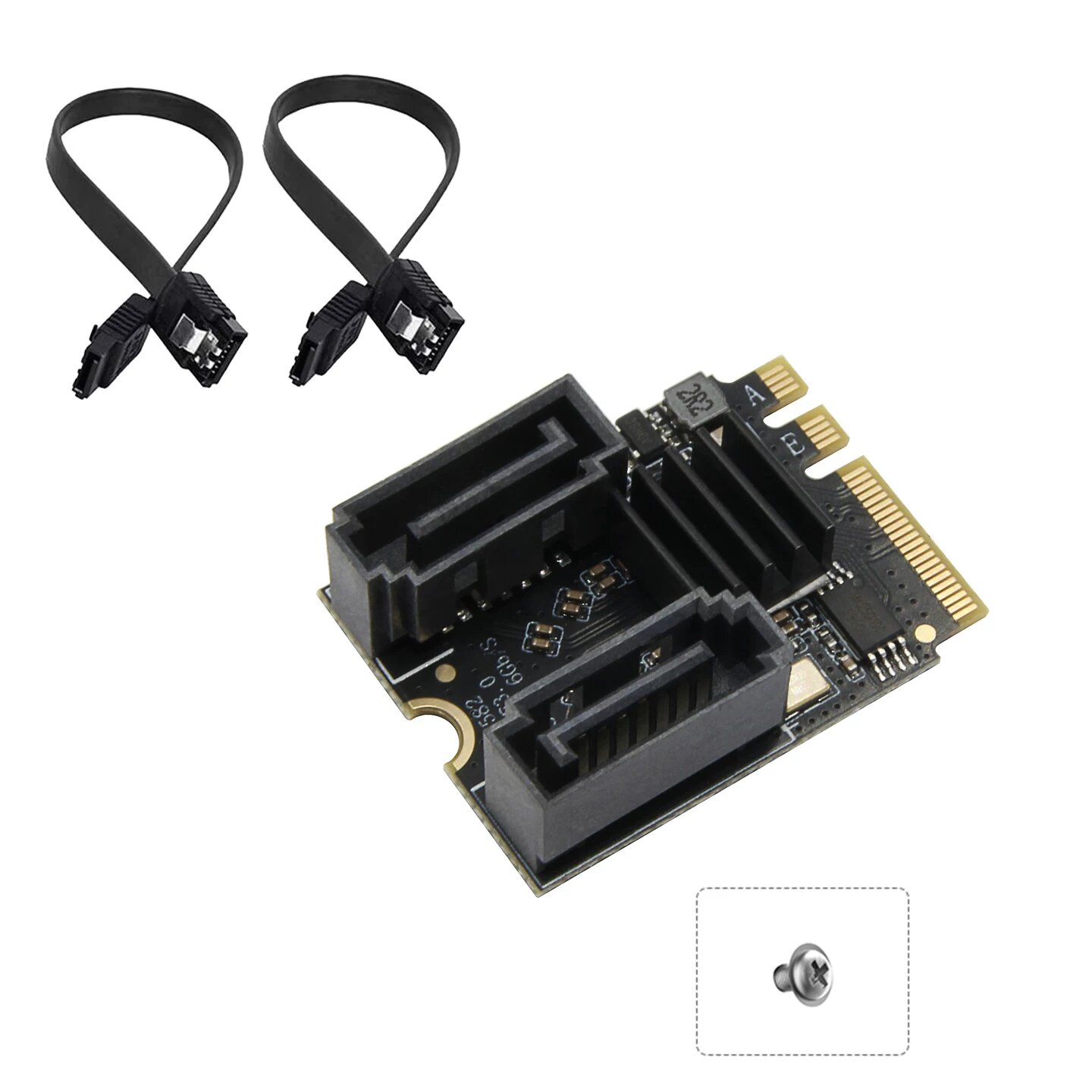 М.2 WiFi в 2x SATA адаптер для NAS Synology с чипом JMB582, без светодиода, 2-портовая карта