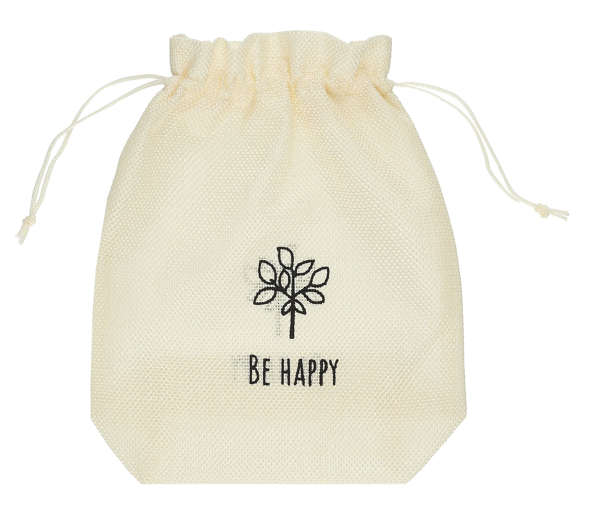 Мешок холщовый «Be happy», бежевый, 20*25*6см, шнурок