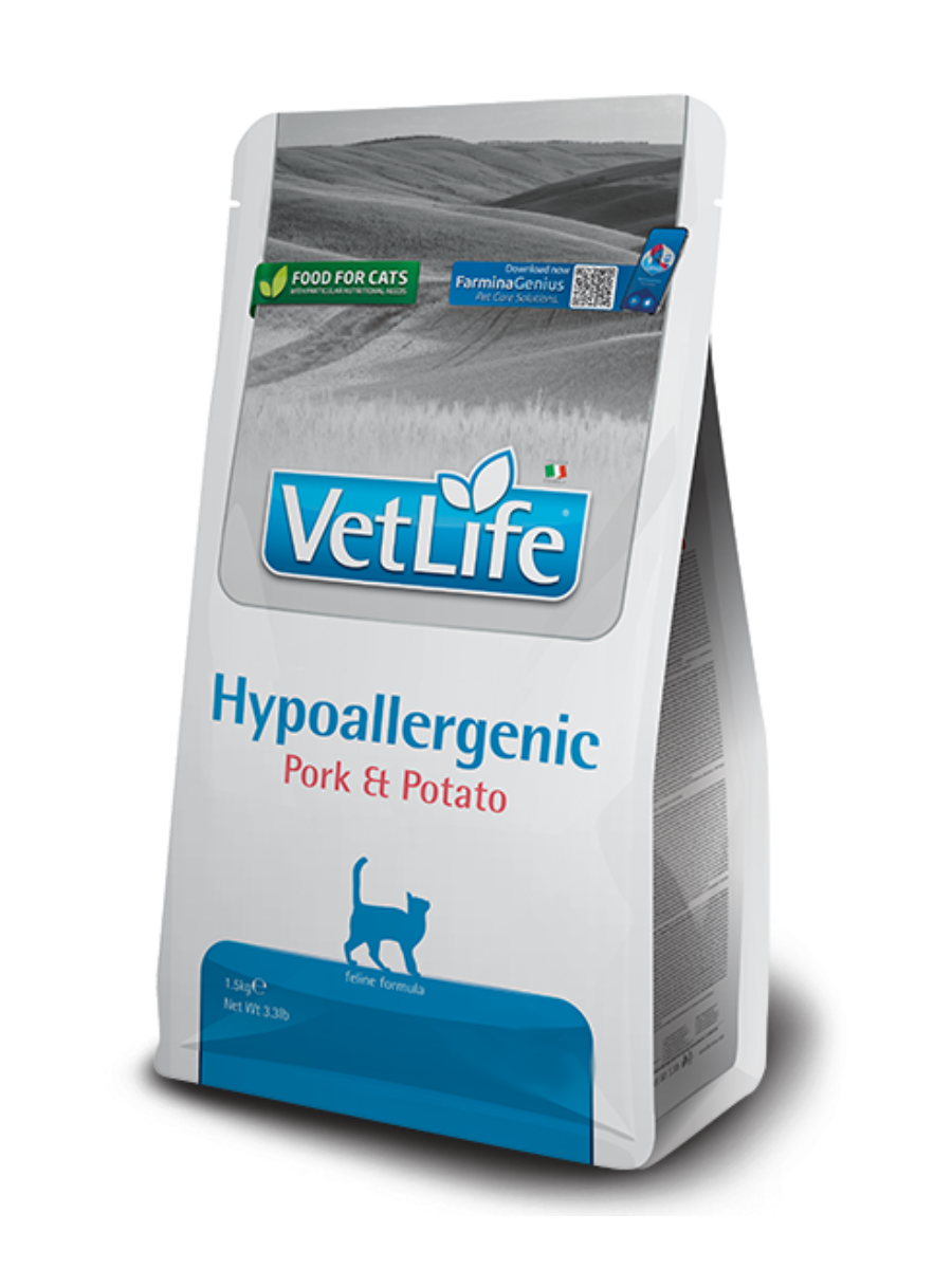 Сухой корм Farmina Vet Life (Фармина) для кошек для кошек при пищевой аллергии, свинина и картофель, 1,5 кг