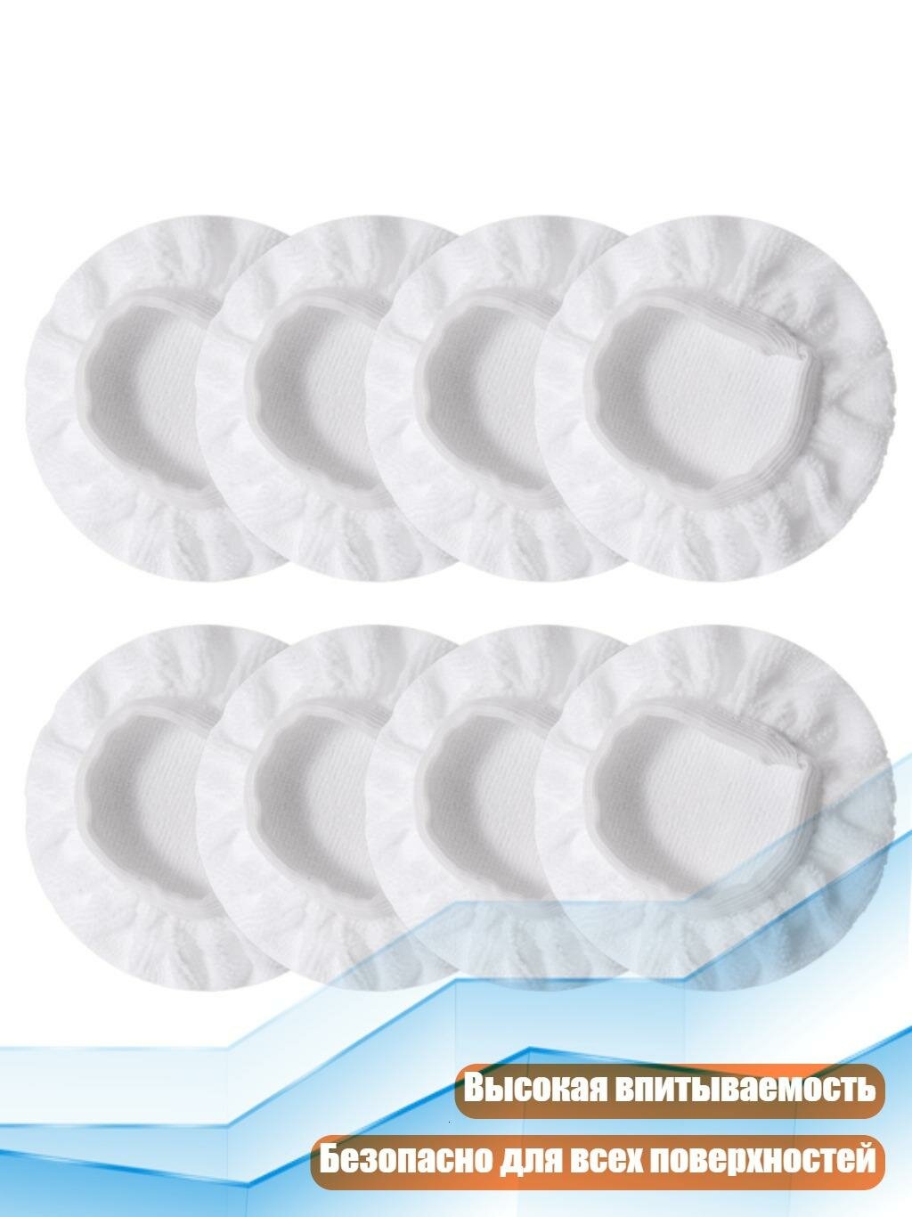 8 шт. многоразовых микрофибровых насадок для паровых швабр, 5 дюймов - Белый плюшевый чехол