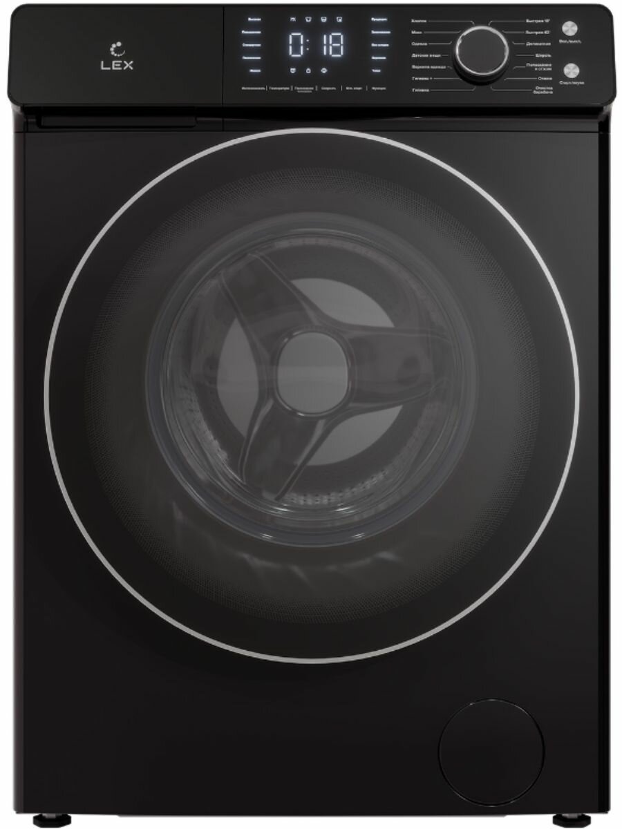 Стиральная машина LEX LWM07012BLIDD drive, загрузка 7 кг, инверторный двигатель, черная