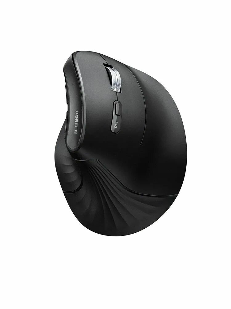 Беспроводная компьютерная мышь вертикальная UGREEN MU008S (85081) Multi-mode Wireless Vertical Mouse 2.4 GHz&BT. Цвет: черный.