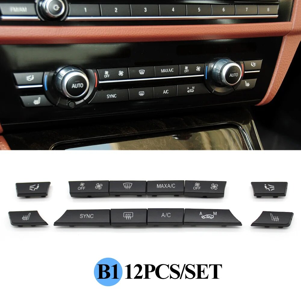 Колпачки кнопок климат-контроля BMW 5/7/X5/X6 (B1, 12шт)